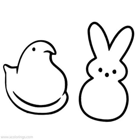 Peeps Coloring Pages Bunny And Chick Peep Coloring Page Peep