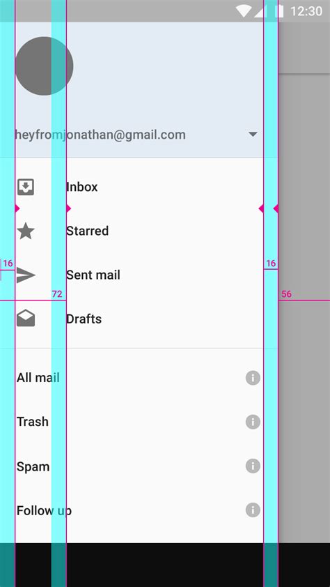 Metrics Keylines Layout Material Design