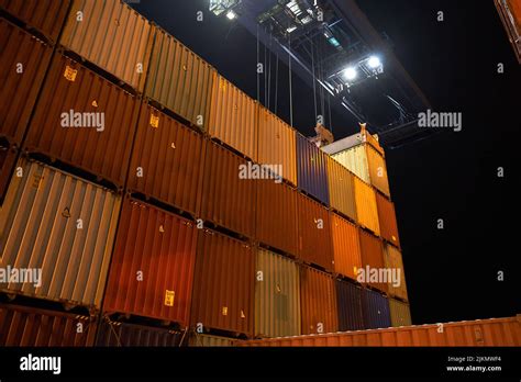 Container Ship In Port At Container Terminal Ships Of Container Ships Stand In Terminal Of Port