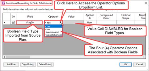 Adding Conditional Formatting Rules For Onepager For Version 72