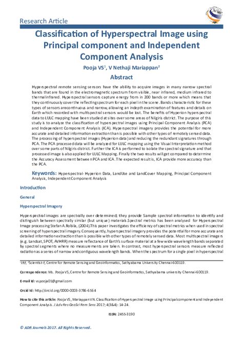 Pdf Classification Of Hyperspectral Image Using Principal Component
