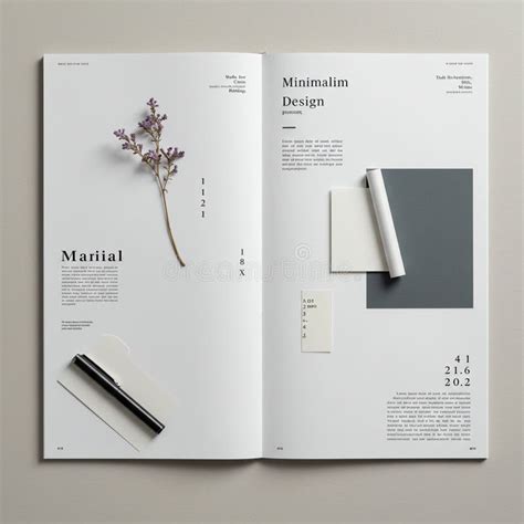 Open Magazine Spread With A Minimalist Design Theme The Left Page Features A Sprig Stock