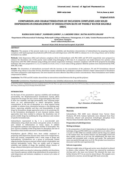 Pdf Comparison And Characterization Of Inclusion Complexes And Solid Dispersions In