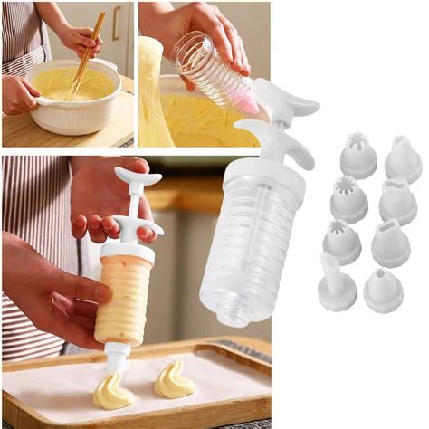 Badu Bg нови 8 тръбни накрайника със спринцовка Пластмасов дозатор за дюзи за печене на сметана