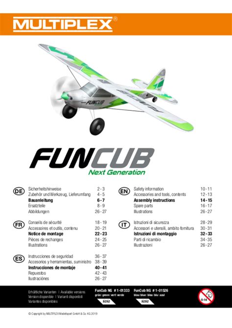 User Manual Multiplex Funcub Next Generation English 44 Pages
