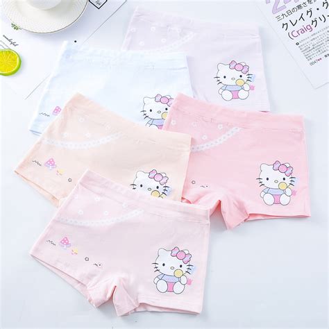 กางเกงในเด็กผู้หญิงลาย Hello Kitty แพ็ค 4 ตัว สีแบบคละ Shopee Thailand