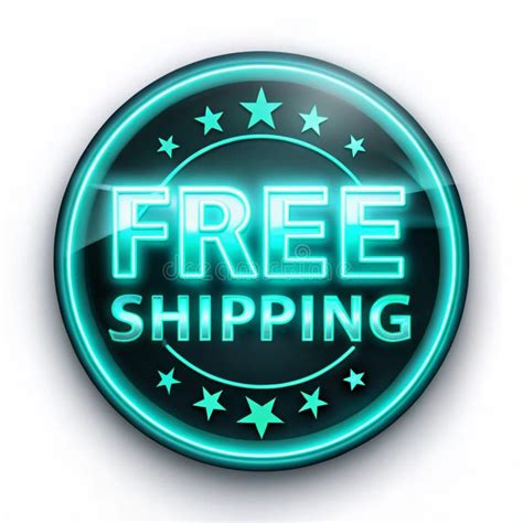 Floating Glowing Free Shipping Badge With Rotating Text Stock Illustration Illustration Of