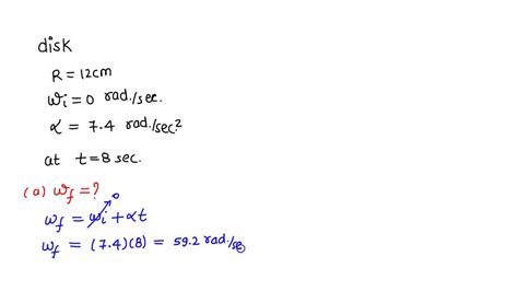 SOLVED A Disk Of Radius Cm Initially At Rest Begins Rotating About Its Axis With A