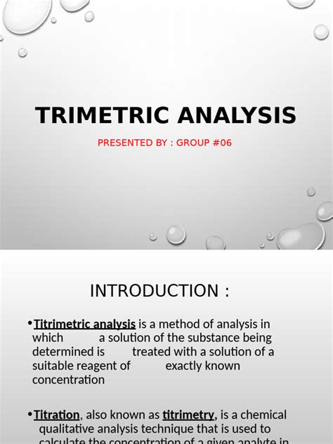 Titration Analysis Presentation Pdf Titration Chemistry