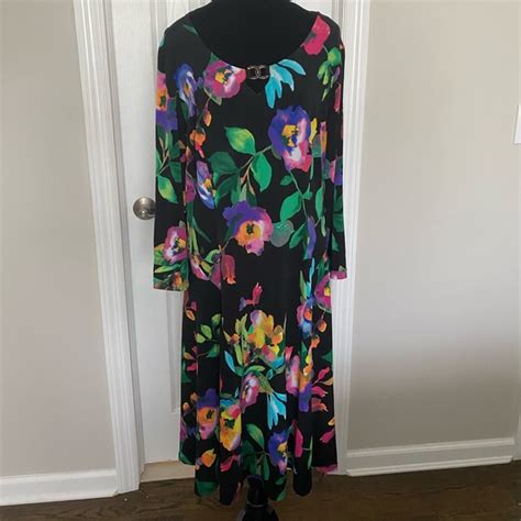 Susan Graver Dresses Susan Graver Liquid Knit Multi Floral On Black
