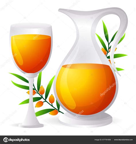 Olive Glass Jug Fresh Olive Branch Fruit Illustration Stock Vector By