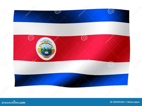 Waving National Flag Illustration Costa Rica Stock Illustration