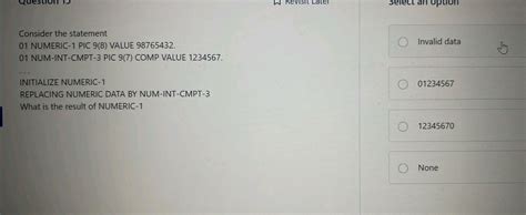 Consider The Statement 01 NUMERIC 1 PIC 9 8 StudyX