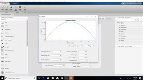 Matlab Projectile Motion Gui Youtube