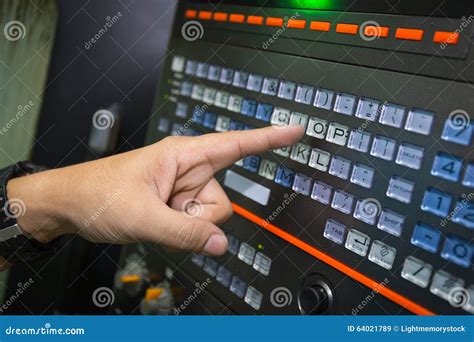 Worker Working With Cnc Machine At Workshop Stock Image Image Of Instrument Mechanician