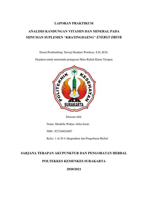 Laprak Kimia Analisis Vitamin Dan Mineral Pdf