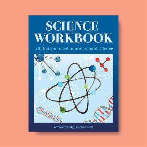 Science Cover Book Design With Molecule Dna Watercolor Illustration Stock Illustration
