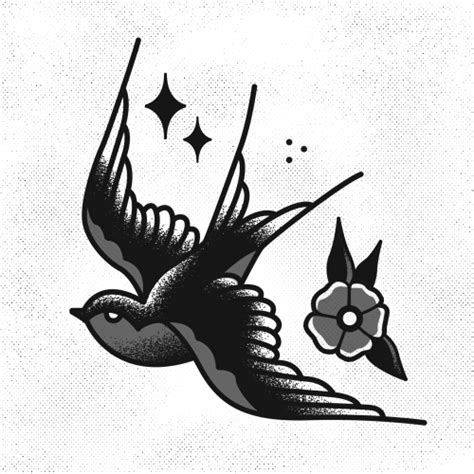 American Traditional Swallow Tattoo
