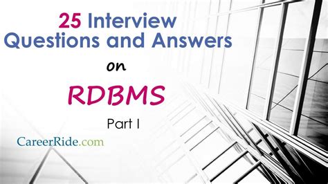 Rdbms Interview Questions And Answers Part I Youtube