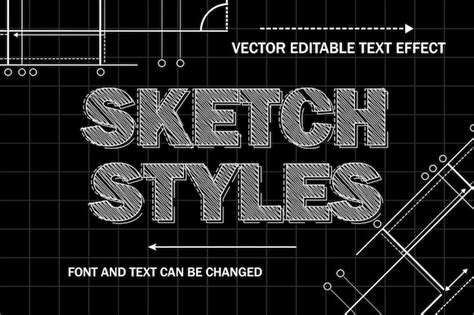 Premium Vector Sketch Drawing Blueprint 3d Editable Text Effect Font