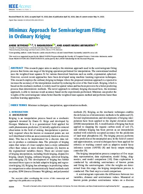 Pdf Minimax Approach For Semivariogram Fitting In Ordinary Kriging Andie Setiyoko