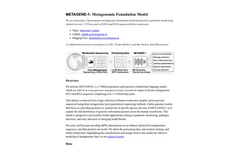 Metagene 1 A Metagenomic Foundational Model With 7 Billion Parameters