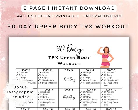 30 Day Trx Upper Body Workout Plan Interactive Pdf Digital Gym Guide Bonus Infographic
