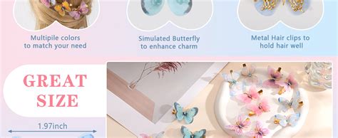 Seiolieliou 24pcs Butterfly Hair Clips Y2k Glitter Hair