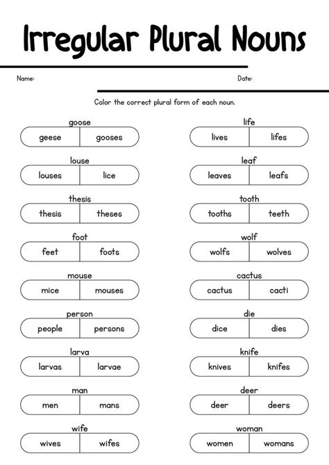 17 Irregular Plural Nouns Worksheet 2nd Grade Nouns Worksheet