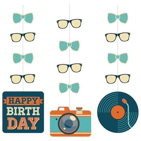 Hipster Birthday Hanging Cutout Decoration Party At Lewis Elegant