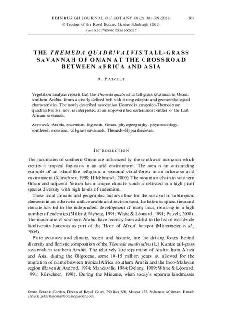 Pdf The Themeda Quadrivalvis Tall Grass Savannah Of Oman At The