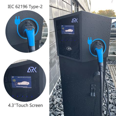 Public 22kw Ocpp1 6j 3phase Fast Wall Mounted Type2 Ev Charger With Pillar
