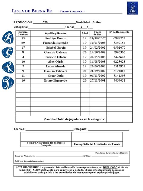 Lista De Buena Fe 1 Pdf