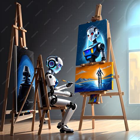 Un Robot Dessine Une Image Générée Par Lintelligence Artificielle Dun Robot Artiste Ai Photo
