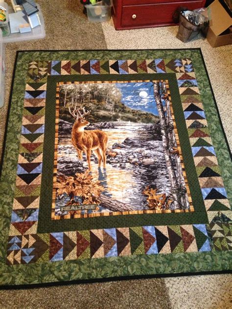 Another Beautiful Deer Quilt Panel Surrounded By Ting Geese Designed