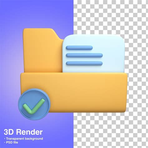 Folder Check 3d Render Premium Psd