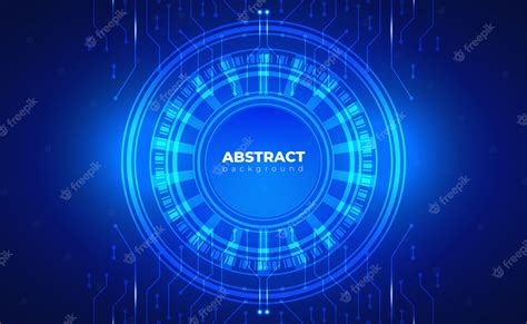 기술 배경 회로 기판 개념입니다 블루 네온 효과 프리미엄 벡터