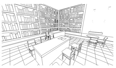 perspective view of a library dwg file cadbull