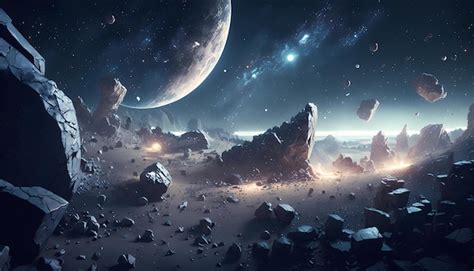 Premium Ai Image An Asteroid Field With Hundreds Of Rocky Fragments