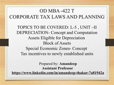 Depreciation Concept And Computation Assets Eligible For Depreciation