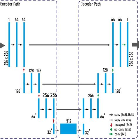 Example U Net Network With An Input Image Of 256 X 256 And 1 Channel Download Scientific