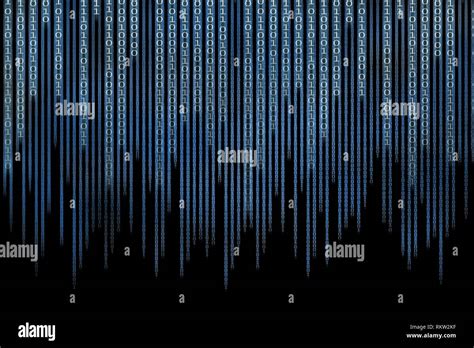 Computer Data Matrix Vertical Digital Binary Code Moving Motion Downward Light Up Blue One And