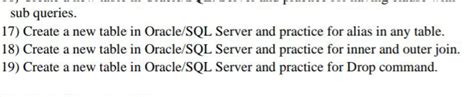 Sub Queries17 Create A New Table In Oraclesql Server And Practice For