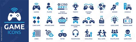 Game Icon Set Gaming Icon Elements Containing Points And Life Bars