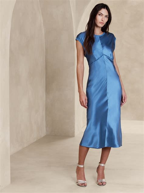 Claudette Silk Midi Dress Banana Republic