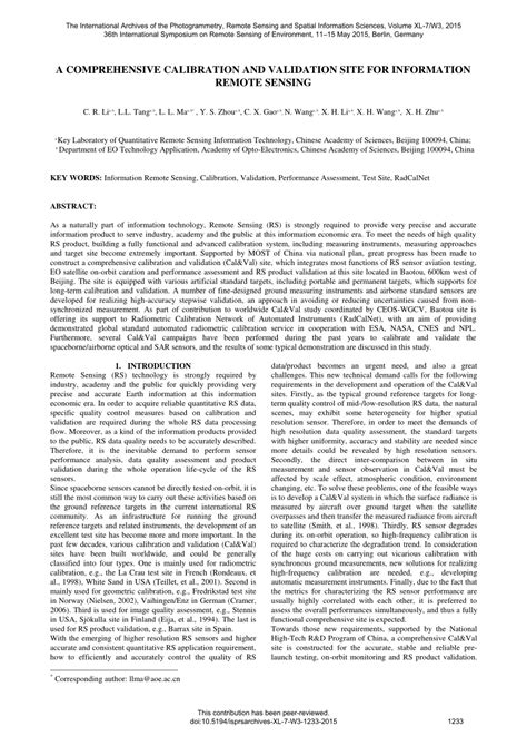 pdf a comprehensive calibration and validation site for information
