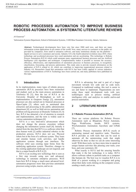 Pdf Robotic Processes Automation To Improve Business Process Automation A Systematic