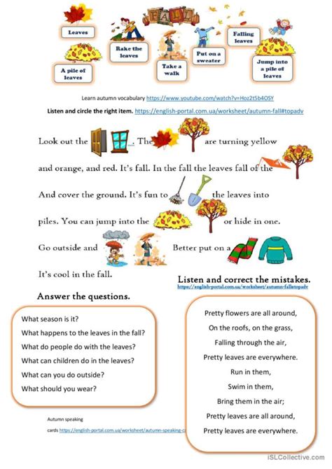 Autumn Worksheets Games Printable Reading Passages Mini Books Worksheets Library