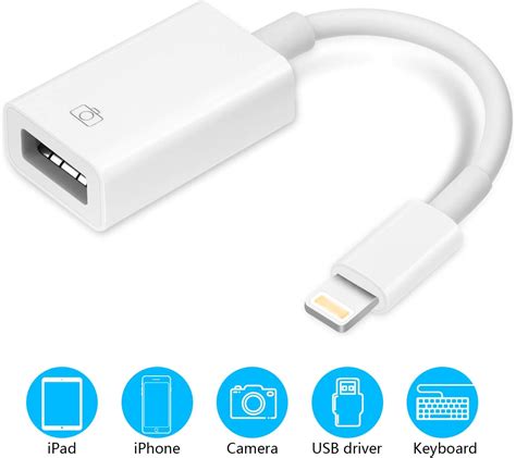 USB Camera Adapter USB OTG Cable Adapter Compatible With IPhone IPad Support IOS 13 And Before