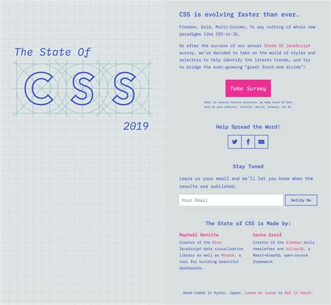 The State Of Css Survey 2019 One Page Website Award